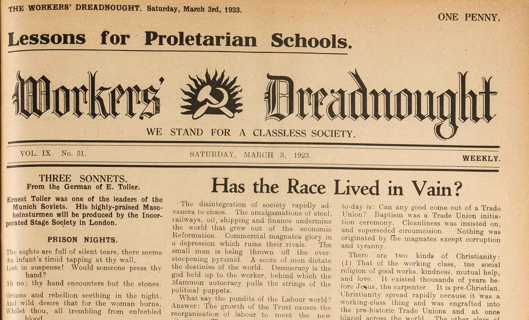 The Workers' Dreadnought (Vol. 09 No. 51 - 3 March 1923) | libcom.org